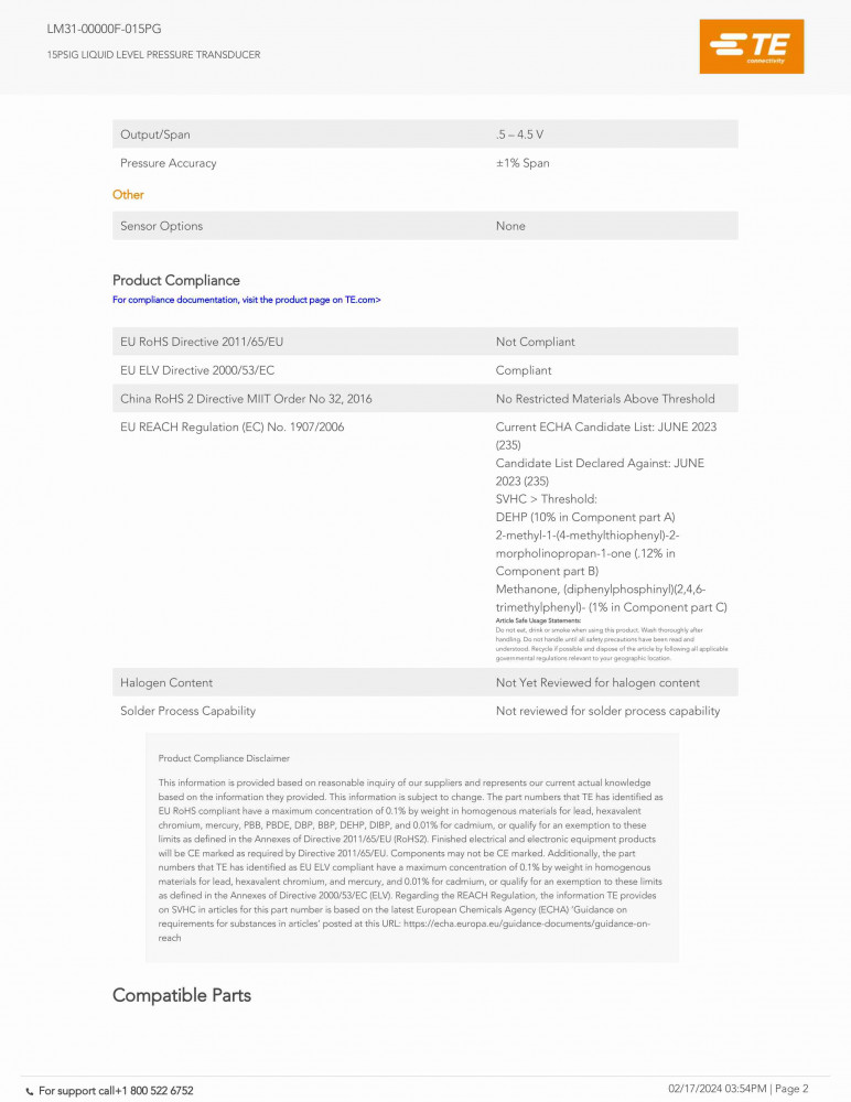 LM31-00000F-015PG technical document page 2