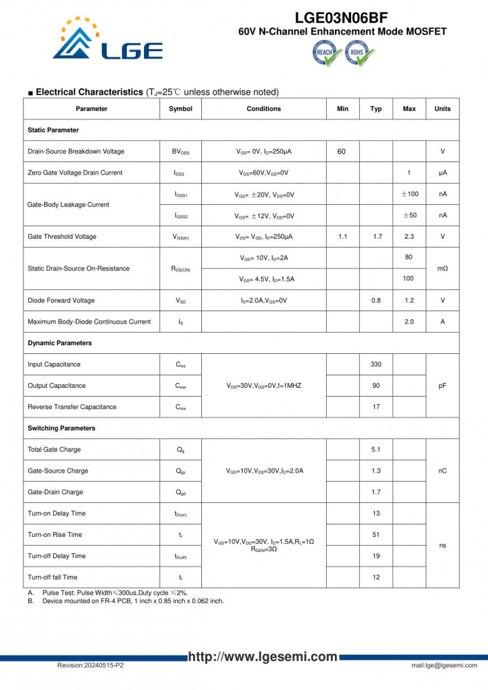 LGE03N06BF datasheet page 2