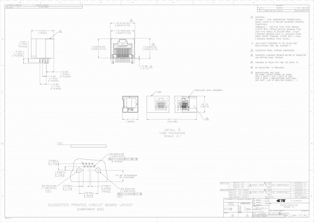 TE Connectivity 1-406525-1 technical document preview