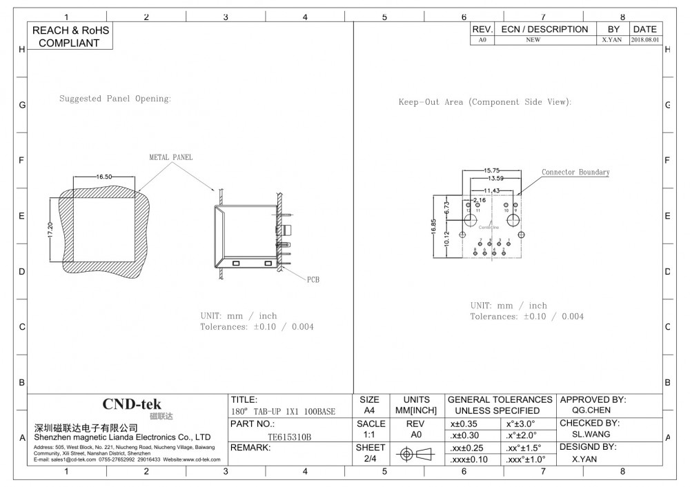 TE615310B electrical specification sheet