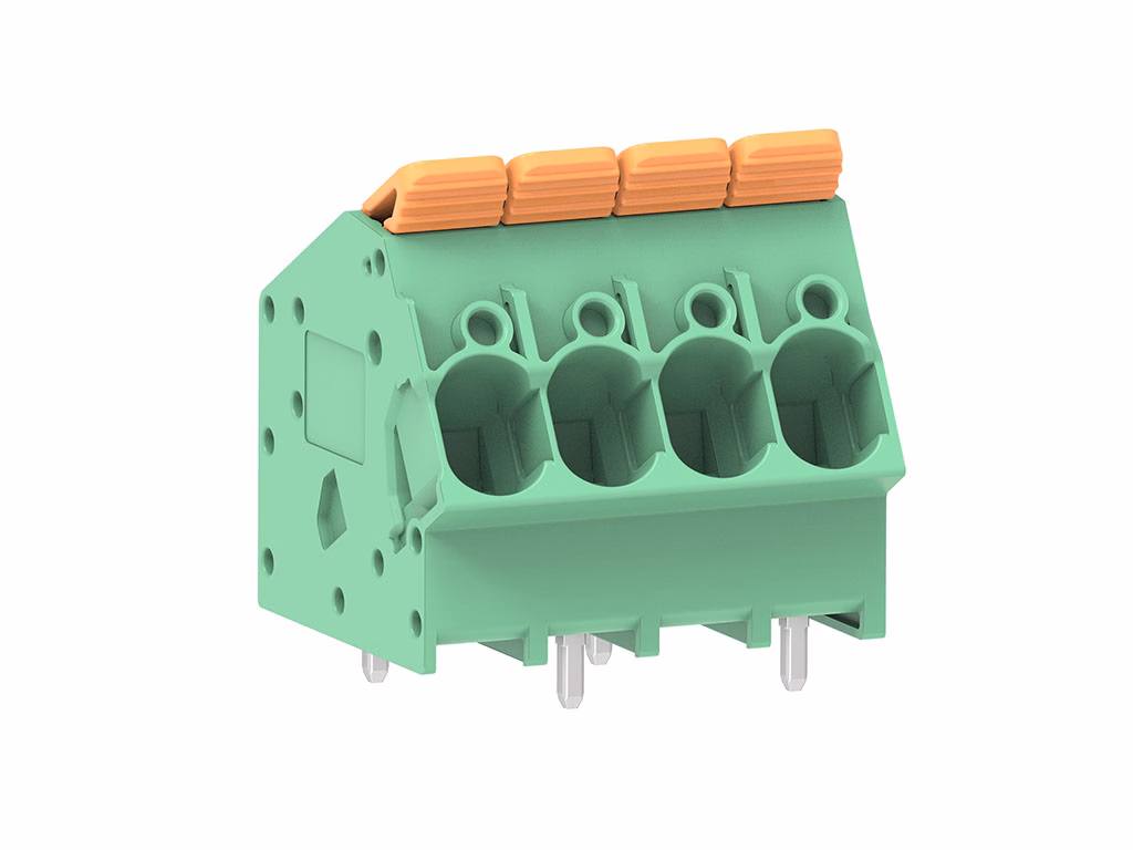7.50mm Pitch Lever Activated Fixed Mount PCB Terminal Block, 35° Wire Entry, Left Rear Terminal, 4 Circuits for sale