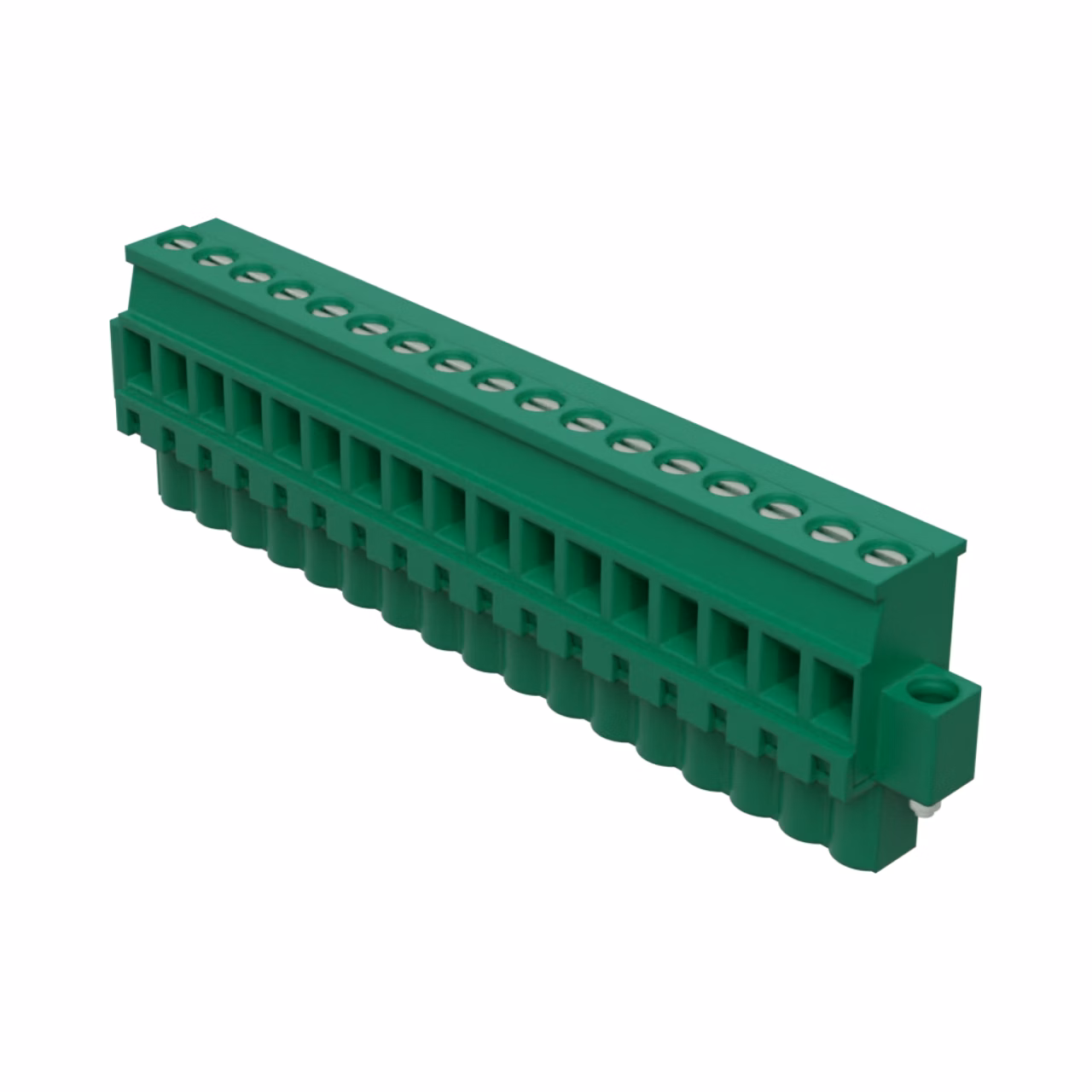 5.00mm Pitch Eurostyle Vertical Plug, with Retention Screws and Standard  Imprinting, Rear Wire Entry, Green Housing, Gold (Au) Plated, 17 Circuits for sale