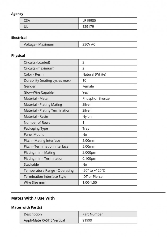 Technical document page 3 for MOLEX 917790052