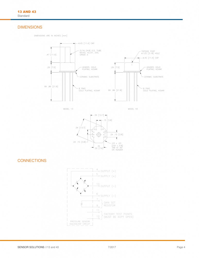 13 and 43 pressure sensor datasheet page 4