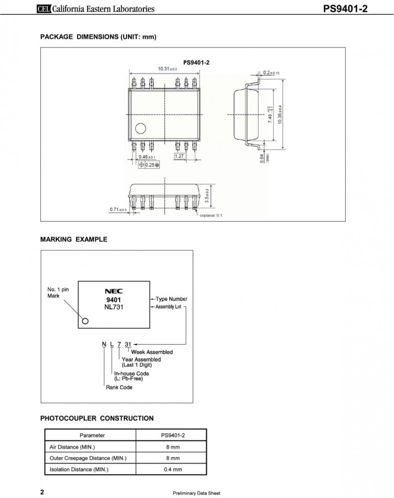 PS9401-2-AX datasheet page 2