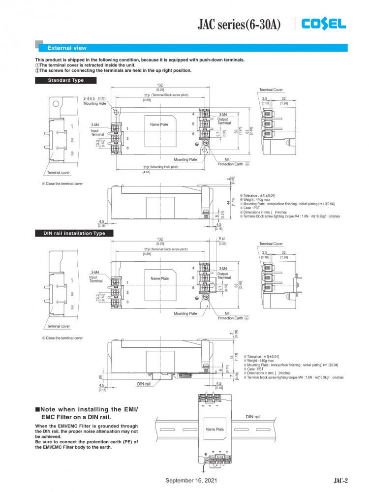 Cosel JAC series technical document page 2