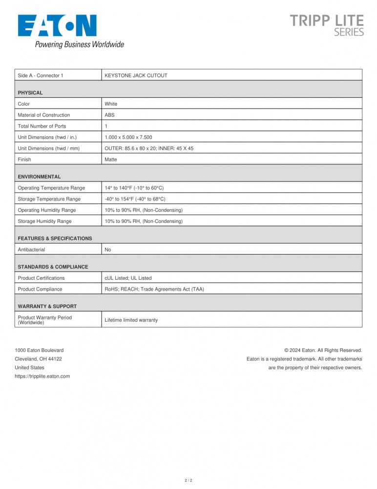 EATON N042F-WF1 technical document page 2