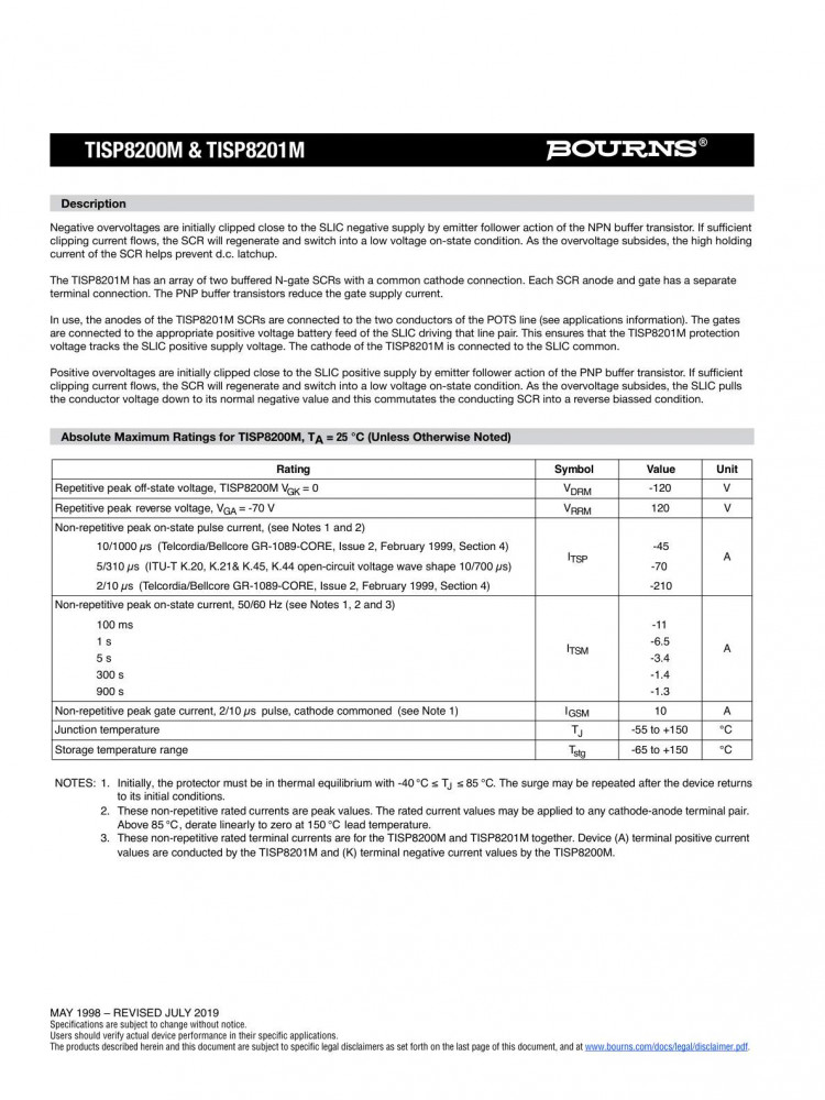 TISP8200MDR-S datasheet page 2