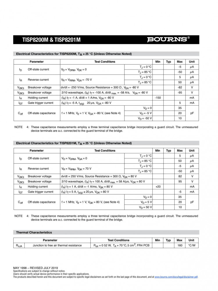 TISP8200MDR-S datasheet page 4