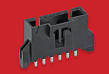 2.54mm Pitch SL Header, Single Row, Vertical, 3.05mm Pocket, Shrouded, with Beveled Plastic Peg, 2 Circuits, 0.76µm Gold (Au) Selective Plating, Tin (Sn) PC Tail Plating