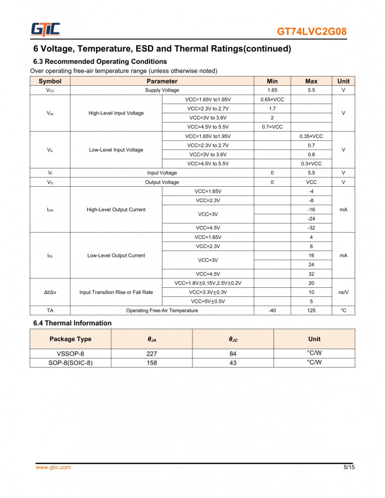 GT74LVC2G08P8 datasheet page 6