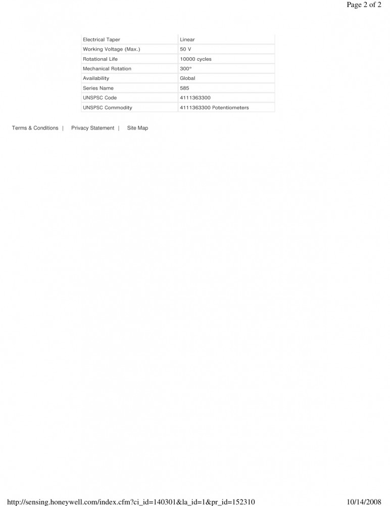 Honeywell 585SX4Q25F102SP technical document page 2
