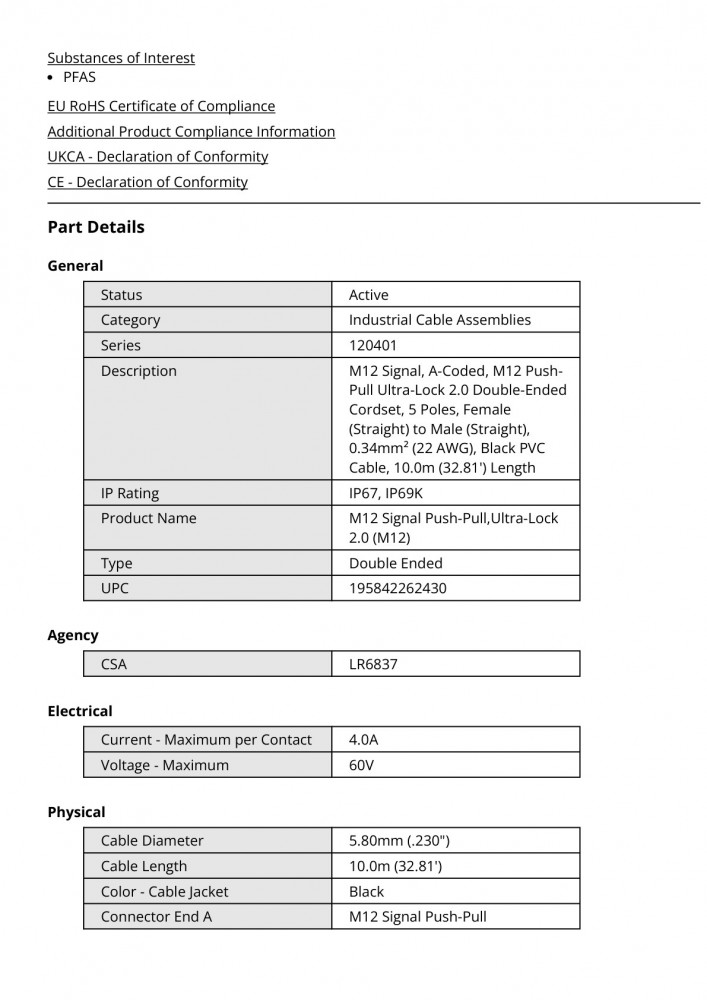 MOLEX Ultra-Lock M12 product specification page 2