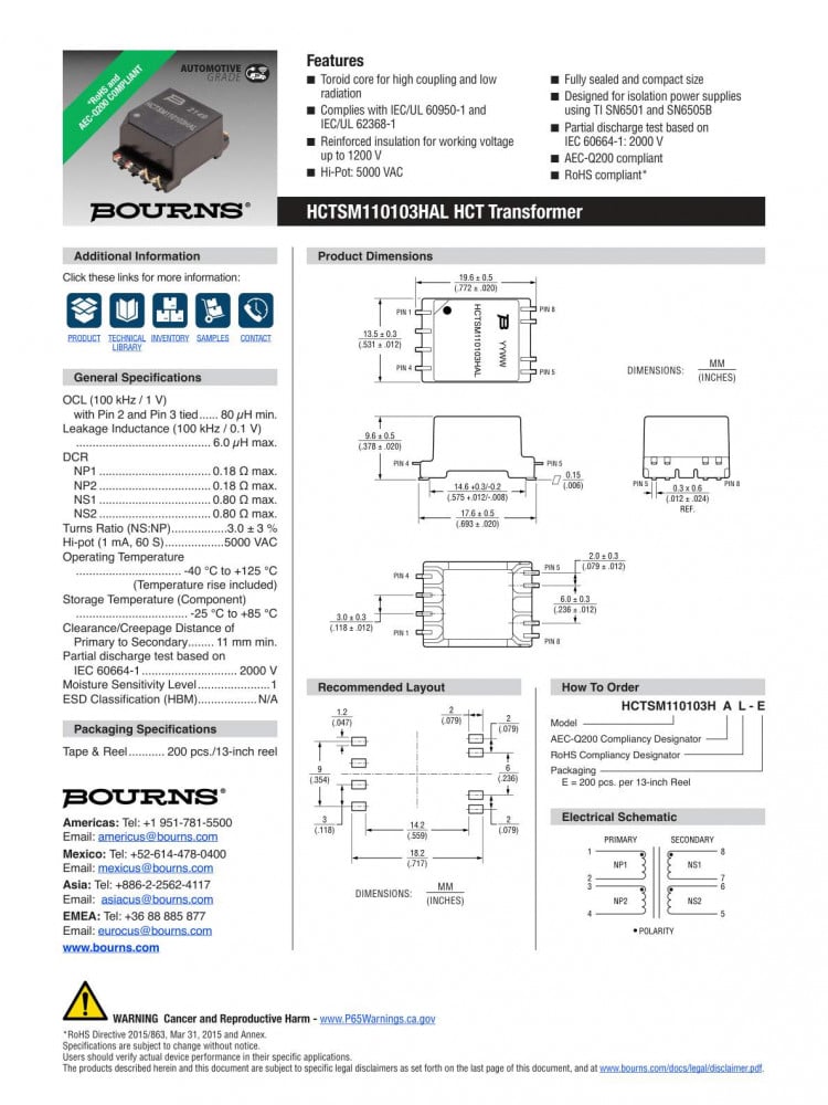 HCTSM110103HAL-E datasheet page 1