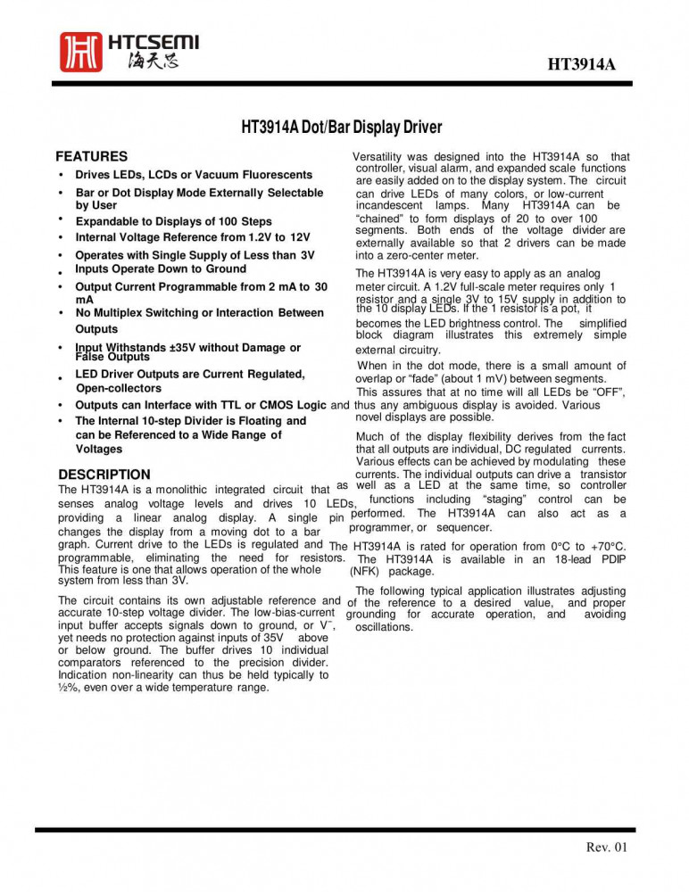 HT3914ANZ datasheet page 1