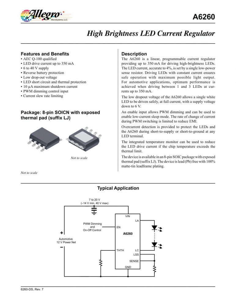 A6260 datasheet page 1