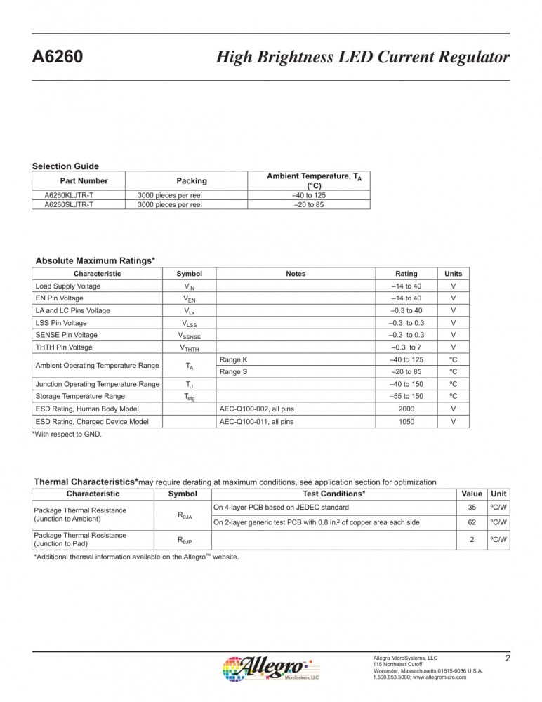 A6260 datasheet page 2
