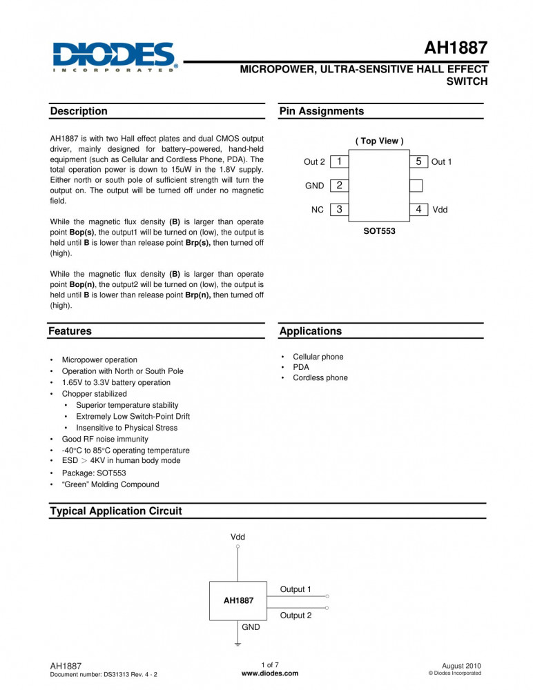 AH1887-ZG-7 datasheet page 1