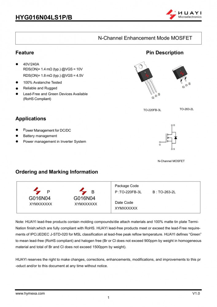 HYG016N04LS1B datasheet page 1