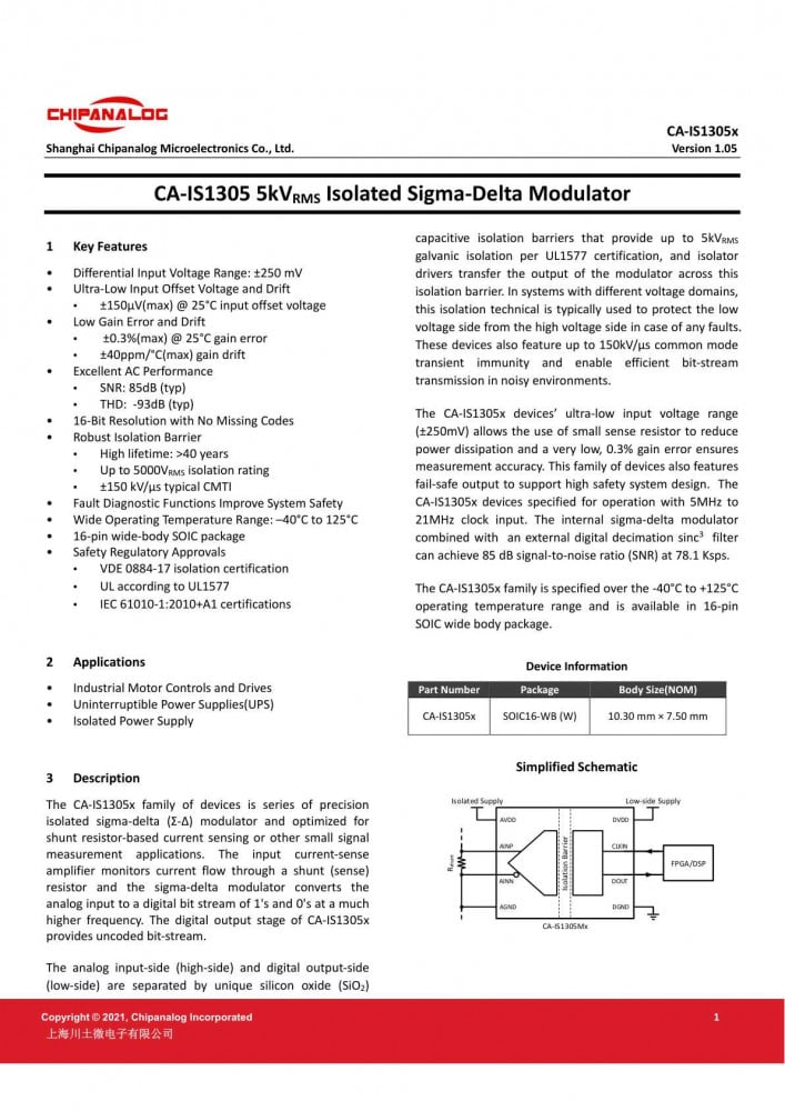 CA-IS1305AM25W datasheet page 1