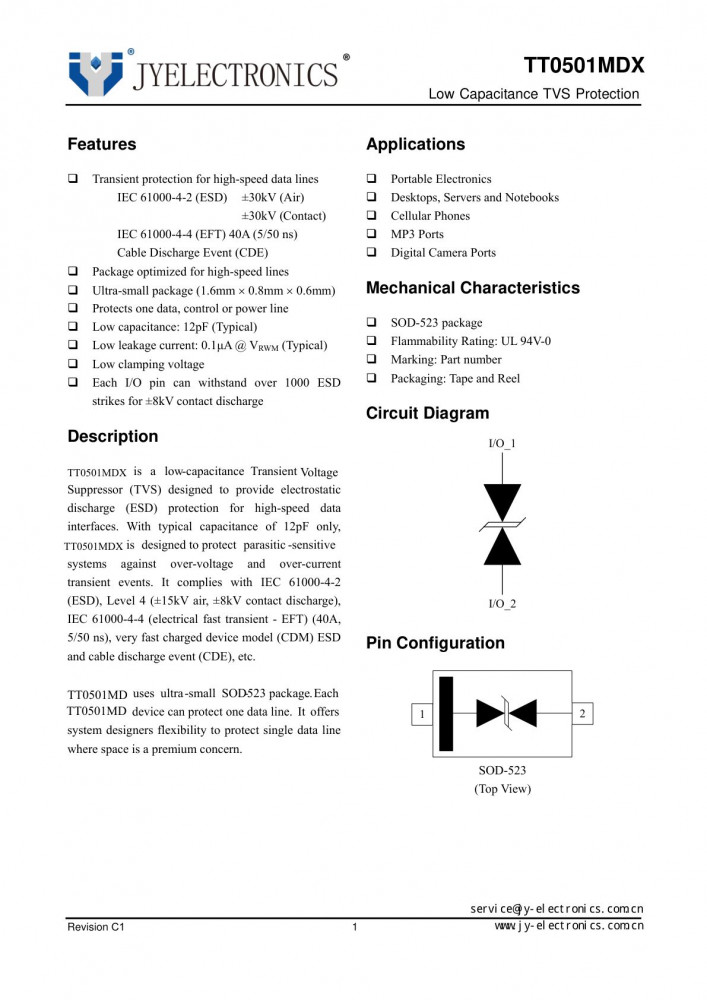 TT0501MDX datasheet page 1
