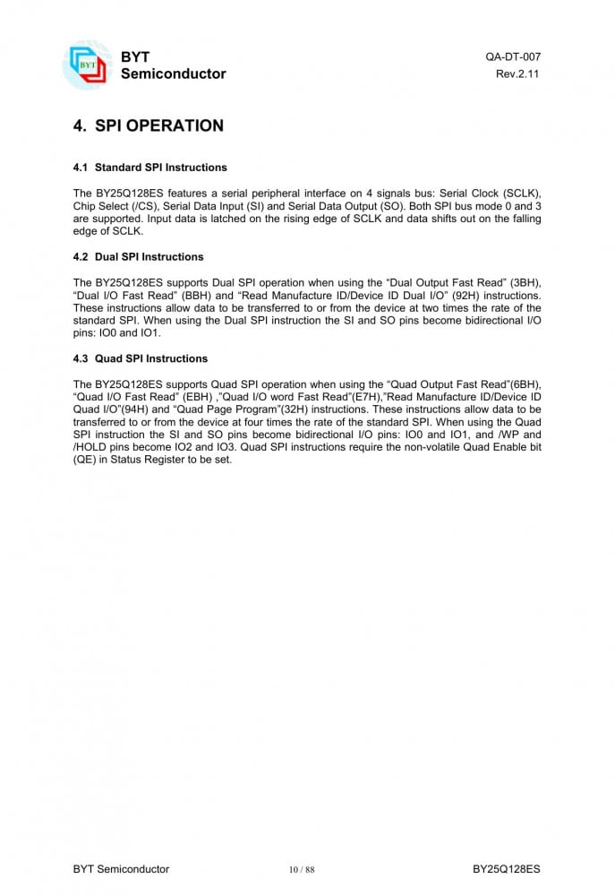 BY25Q128ES datasheet page 10