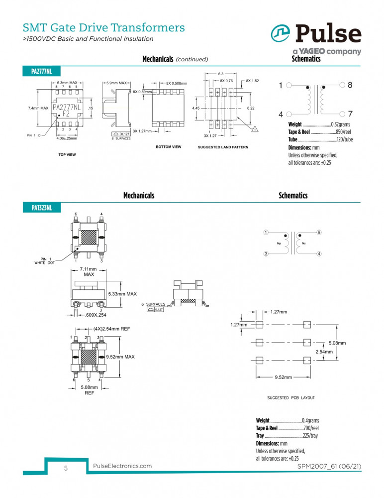Pulse transformer datasheet page 5