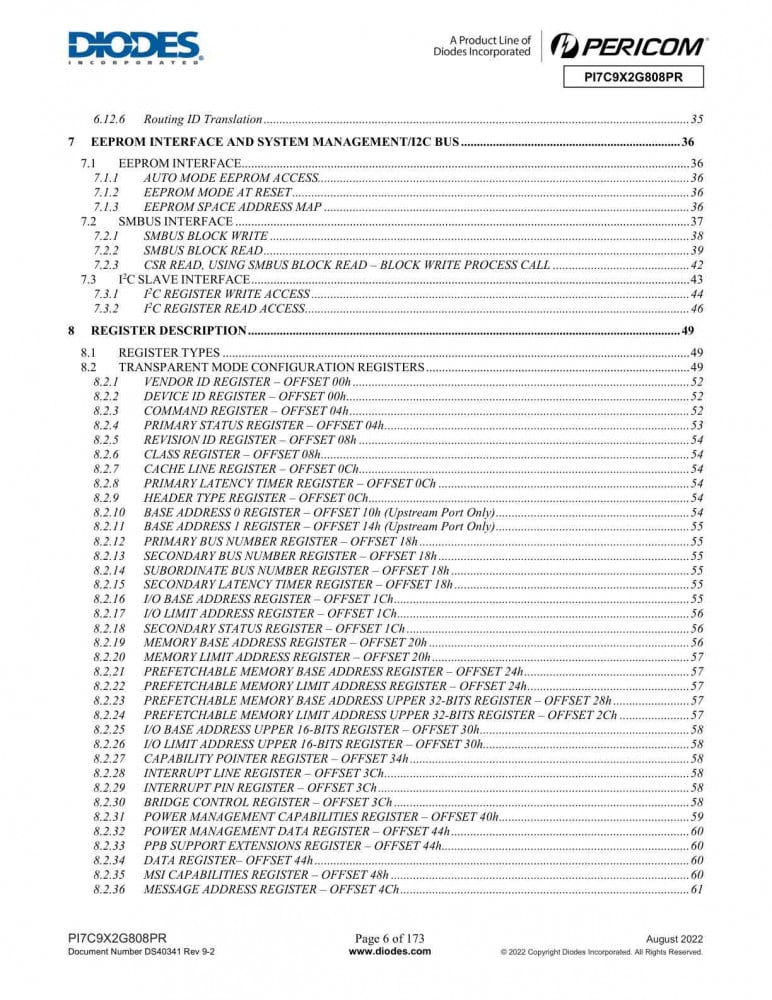 PI7C9X2G808PR datasheet page 6