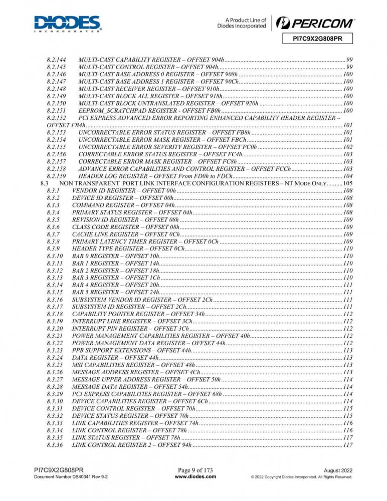 PI7C9X2G808PR datasheet page 9