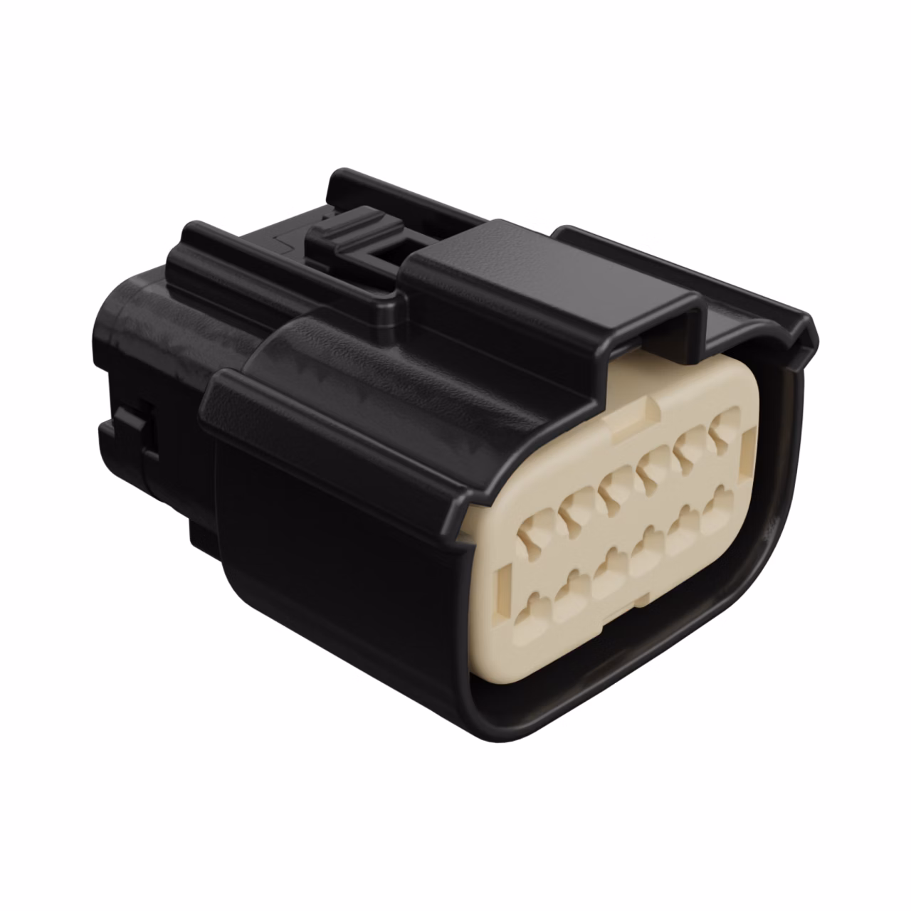 MX150 Mat-Sealed Female Connector Assembly, Dual Row, 12 Circuits, Keying Option A, with Clipslot, without Connector Position Assurance, Black, Terminals 1-5 and 8-12 Plugged for sale