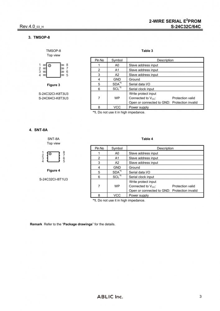 ABLIC S-24C32C datasheet page 3