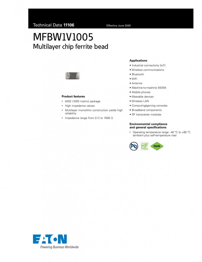 EATON MFBW1V1005 datasheet page 1