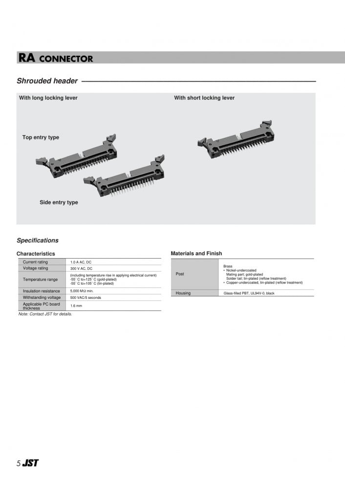 JST RA connector catalog page 5