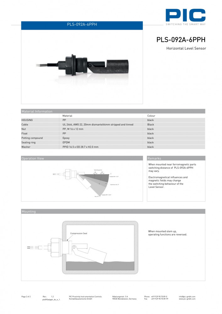 PLS-092A-6PPH technical document page 2