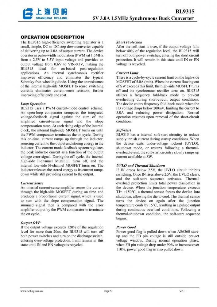 BL9315 datasheet page 5