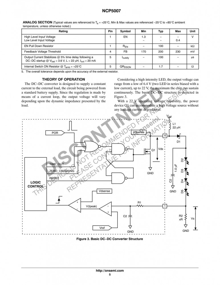 NCP5007 datasheet page 5