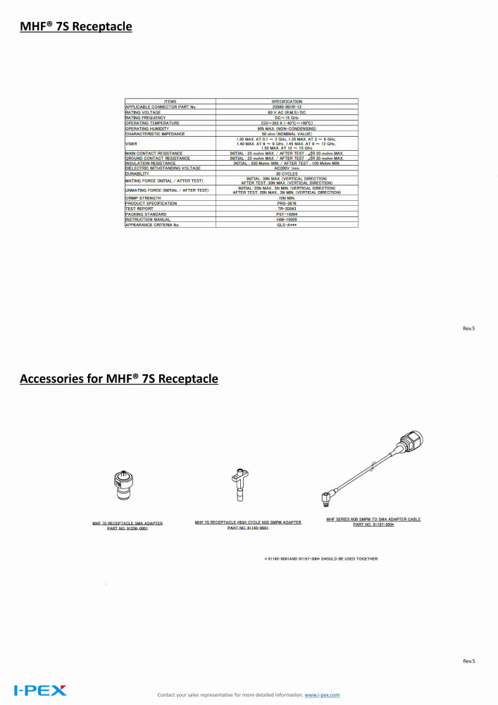 I-PEX MHF 7S technical document page 5