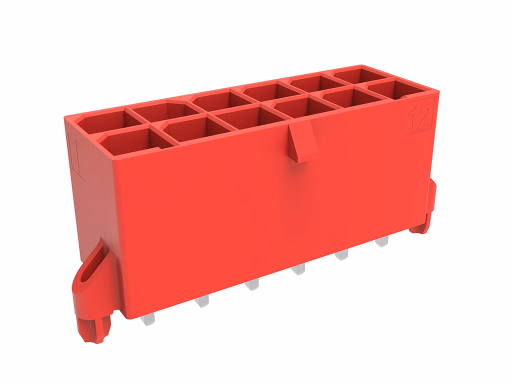 Mega-Fit ColorLock Vertical Header with Crush Pegs, 5.70mm Pitch, Through Hole, Dual Row, 4 Circuits, Matte Tin (Sn) Plating, 3.73mm Tail Length, Glow-Wire Capable, Tray, Natural