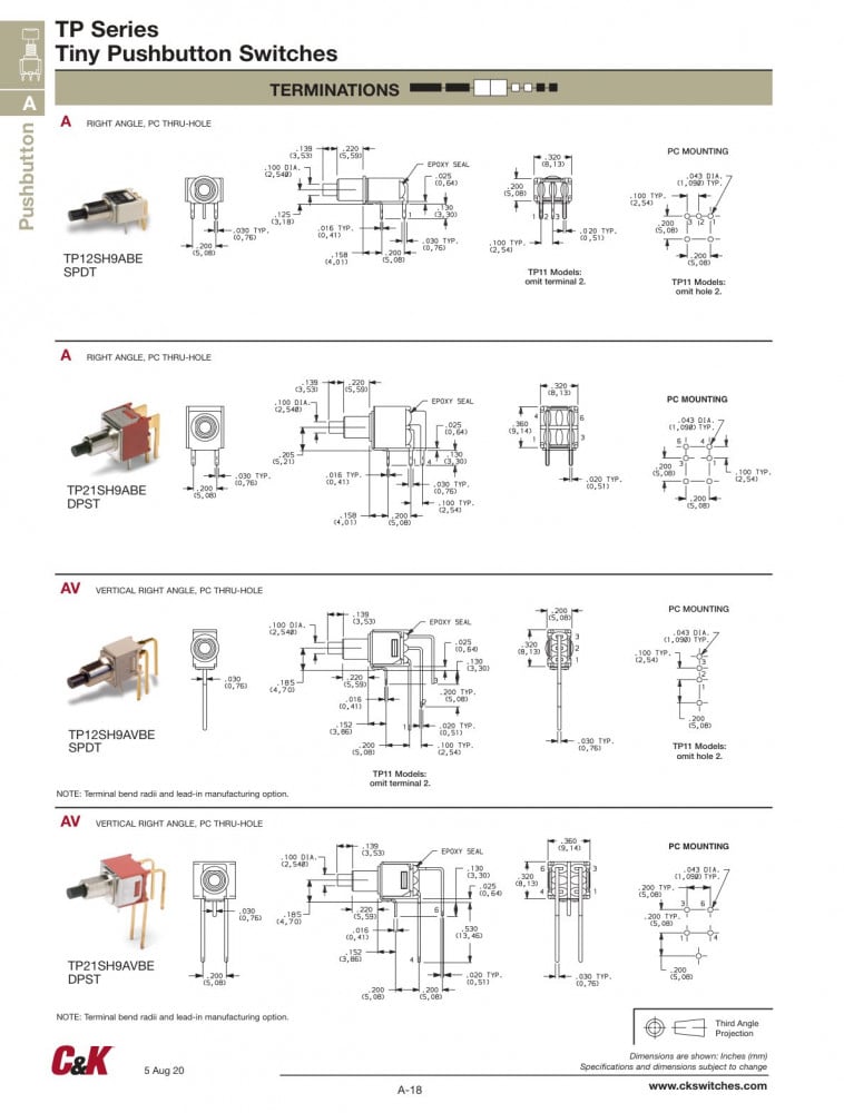 C&K TP series datasheet page 4