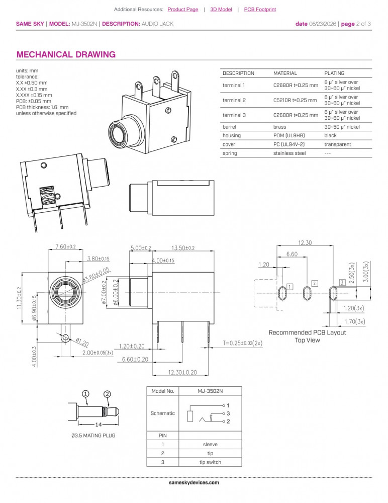 MJ-3502N technical document page 2