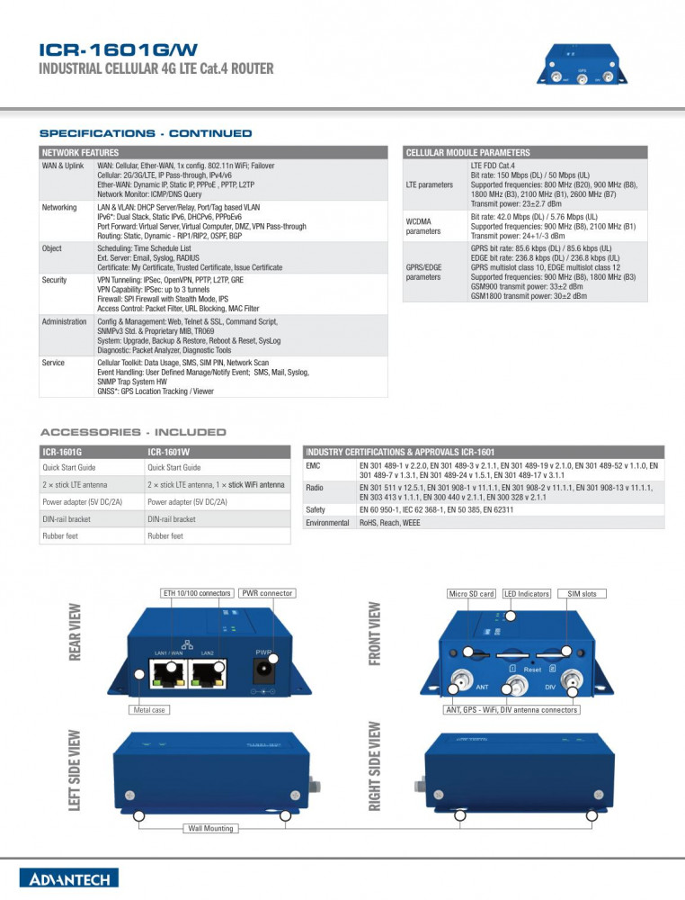 ICR-1601G product documentation page 2