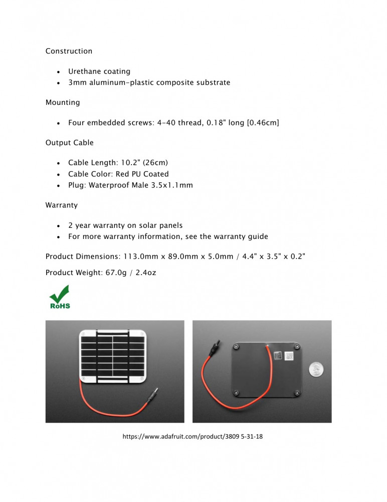 Adafruit 3809 technical document page 3