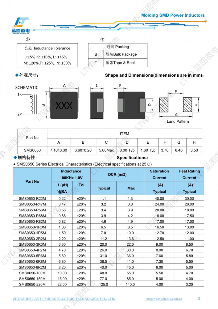 SMS0650-R47MT datasheet page 2