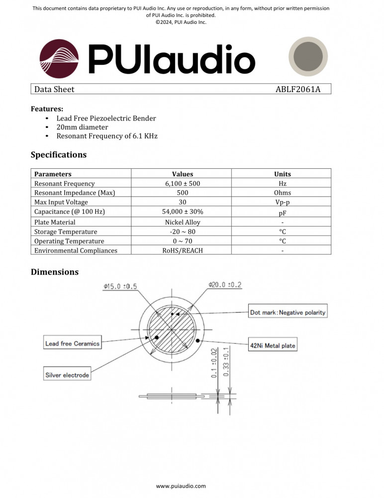 ABLF2061A datasheet page 1