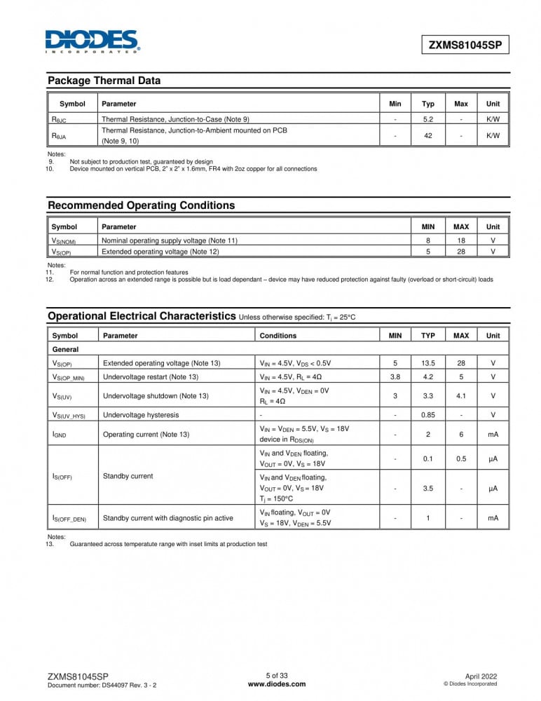 ZXMS81045SP-13 datasheet page 5