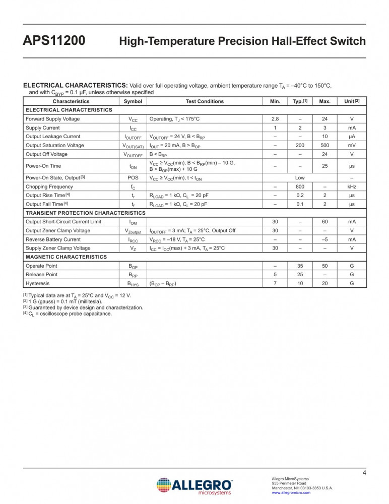APS11200 datasheet page 4
