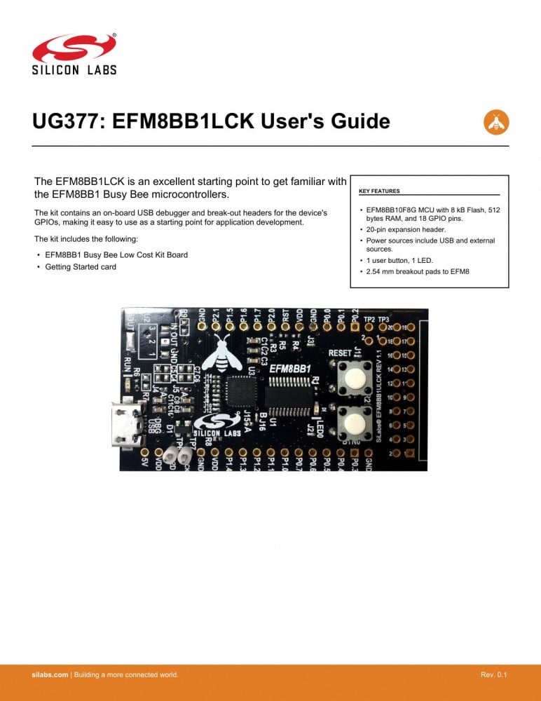 EFM8BB1LCK technical document page 1