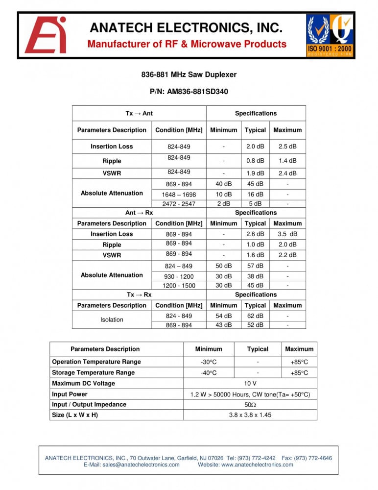 AM836-881SD340 datasheet page 1