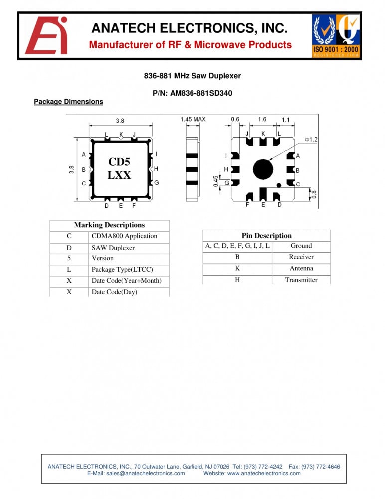 AM836-881SD340 datasheet page 2