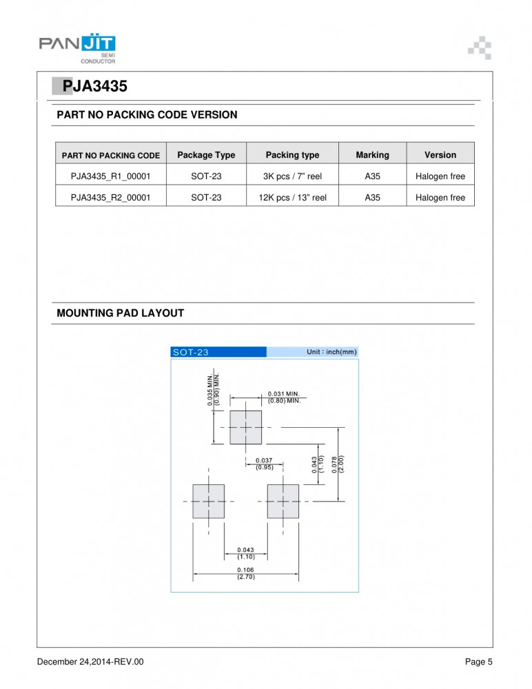 PJA3435 datasheet page 5